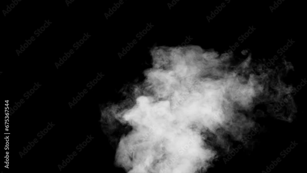 Abstract white smoke animation on a black background. Smoke, steam ...