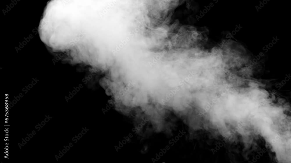 Abstract white smoke animation on a black background. Smoke, steam ...