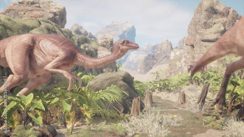 Dinosaur Gallimimus Prehistoric Environment 3D Animations Rendering ...