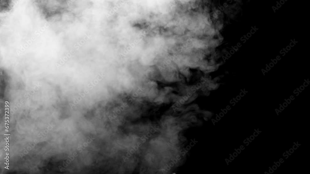 Abstract white smoke animation on a black background. Smoke, steam ...