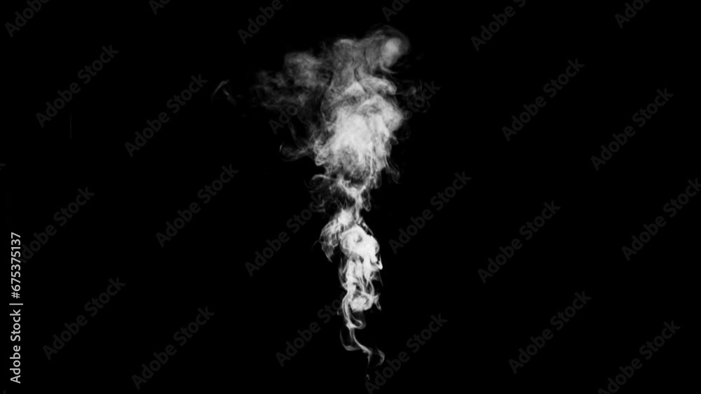 Abstract white smoke animation on a black background. Smoke, steam ...