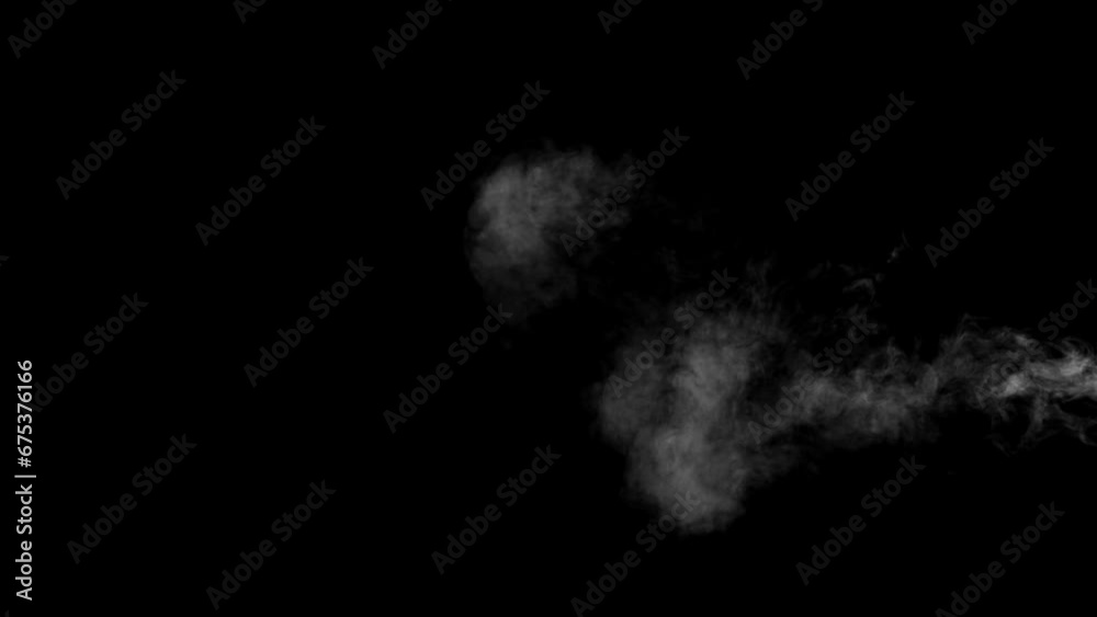 Abstract white smoke animation on a black background. Smoke, steam ...
