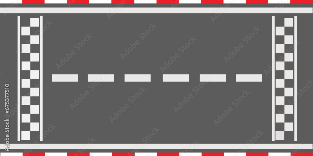 Linear race track with start line. Car or karting road racing ...