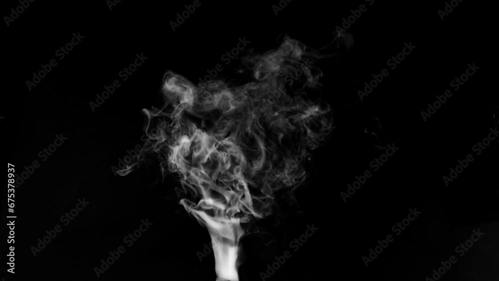 Abstract white smoke animation on a black background. Smoke, steam ...
