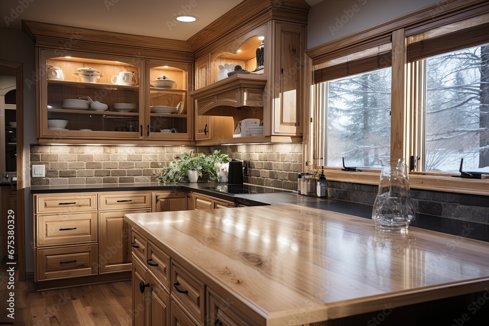 beautiful country classic american style kitchen design with island ...
