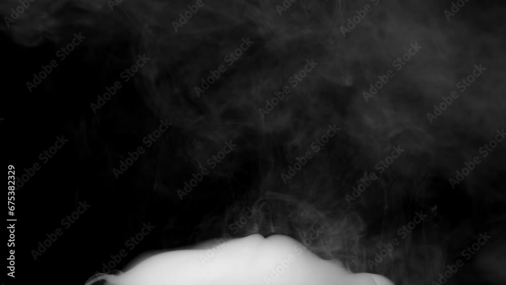 Abstract white smoke animation on a black background. Smoke, steam ...