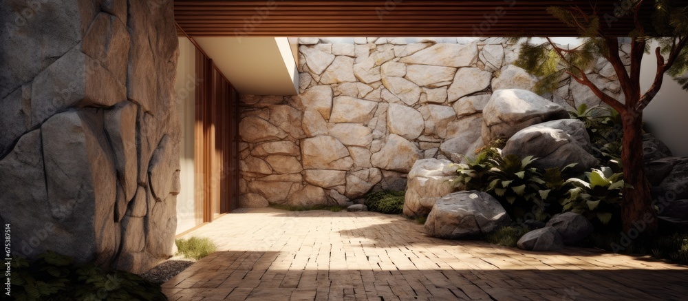 The natural background of the exterior design was enhanced with rough ...