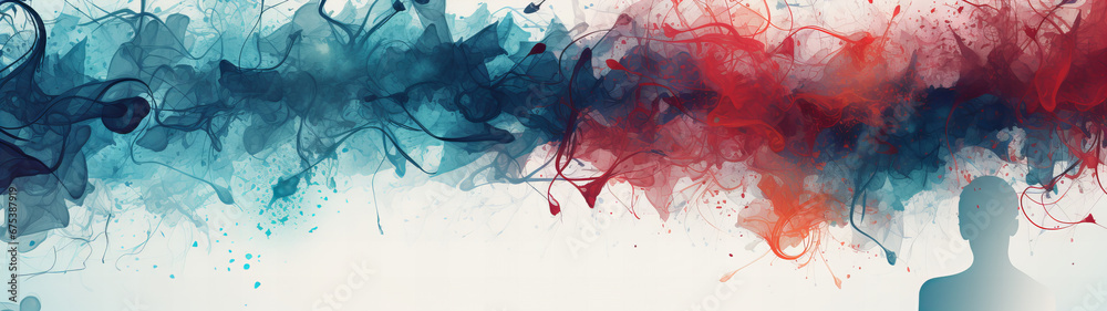 A vibrant explosion of fluid colors, a mesmerizing blend of red and ...
