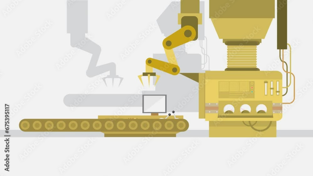 2D Animation Video Background of Factory with Computer Machine Stock ...
