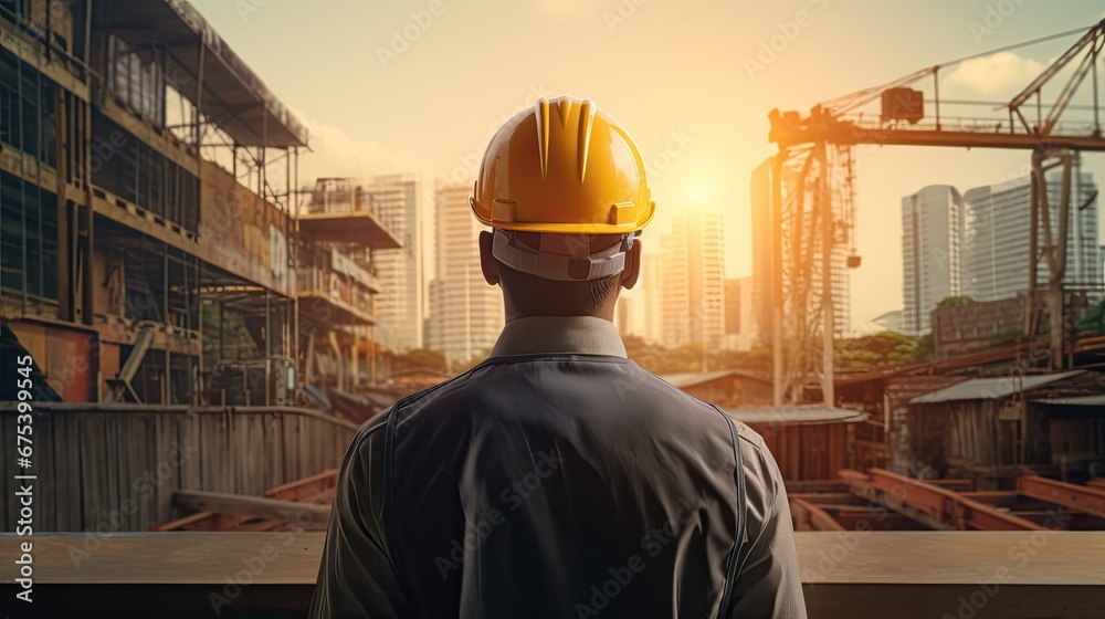 back view of Asian male safety helmet professional Stock Illustration ...