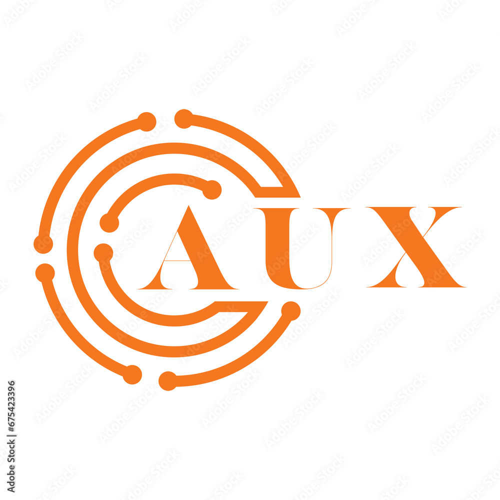 AUX letter design. AUX letter technology logo design on white ...