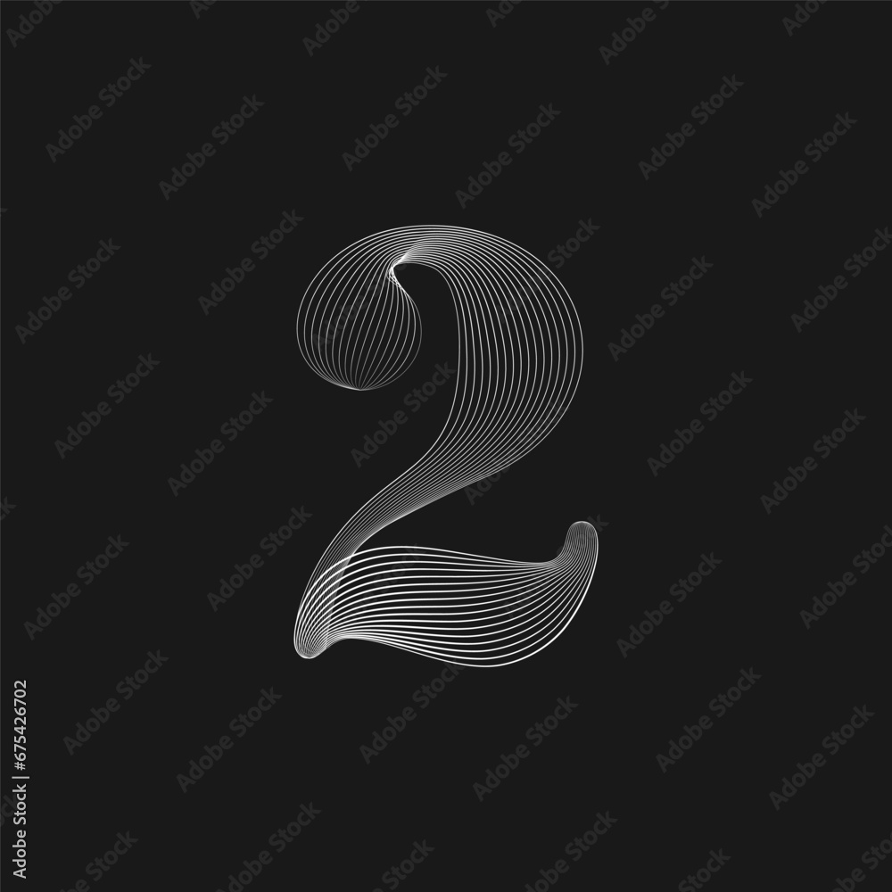 Modern numbers from parallel lines. Line blend style numbers ...