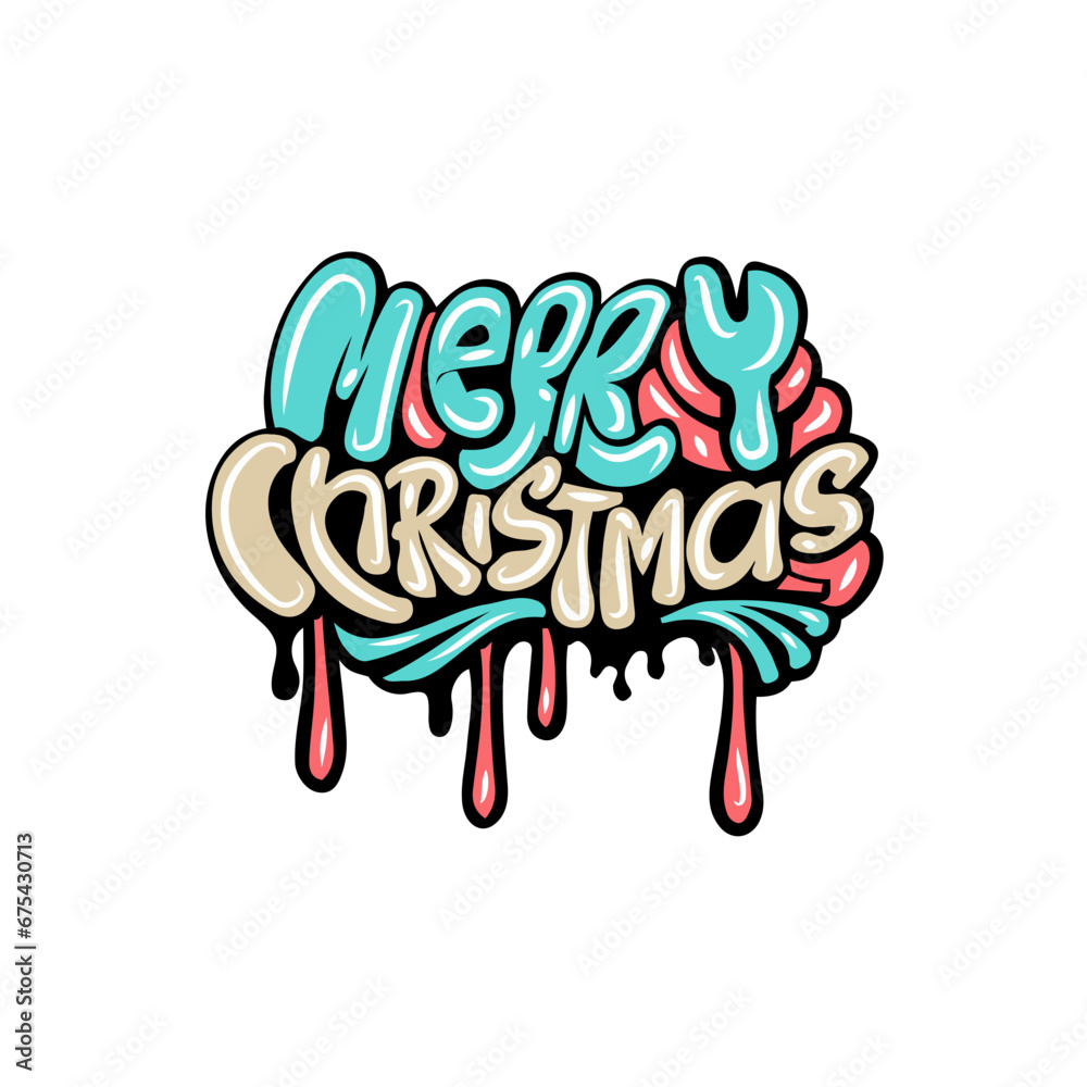 Merry Christmas Graffiti Lettering Typography Art Illustration Stock