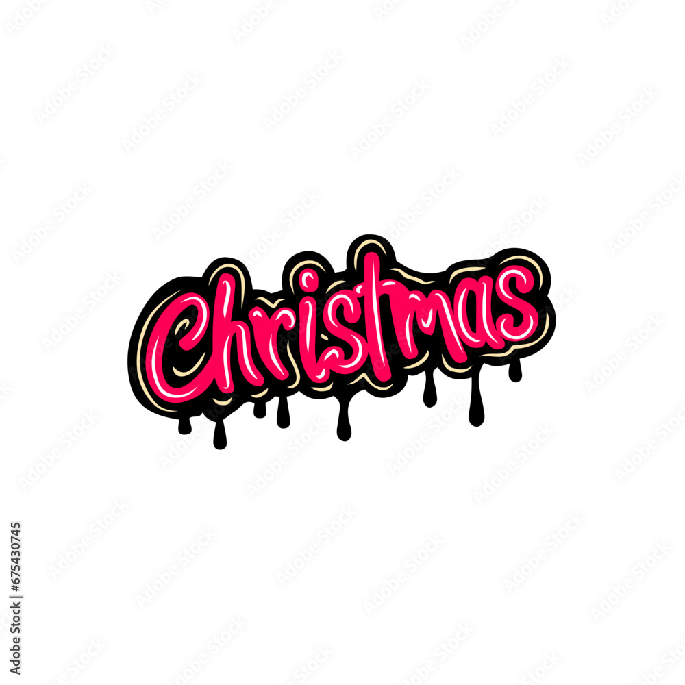 Merry Christmas Graffiti Lettering Typography Art Illustration Stock