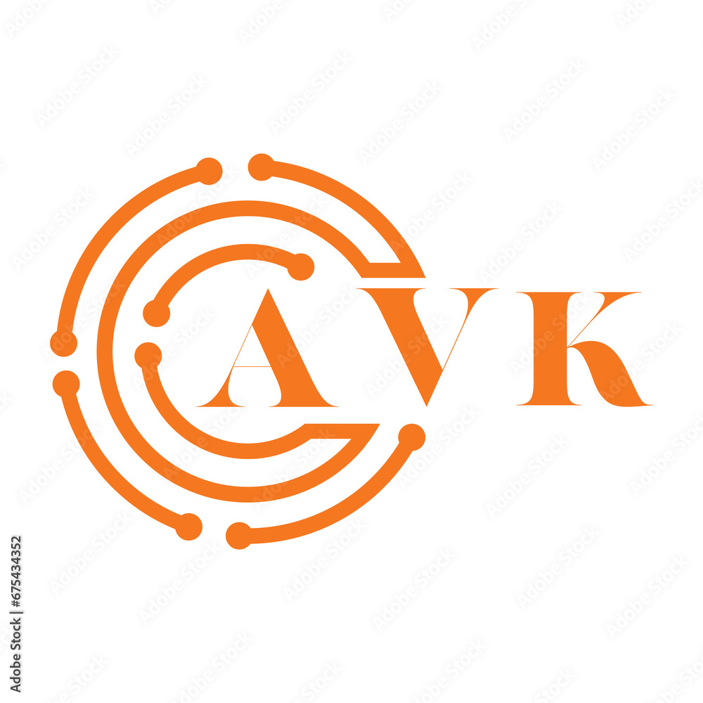 AVK letter design. AVK letter technology logo design on white ...