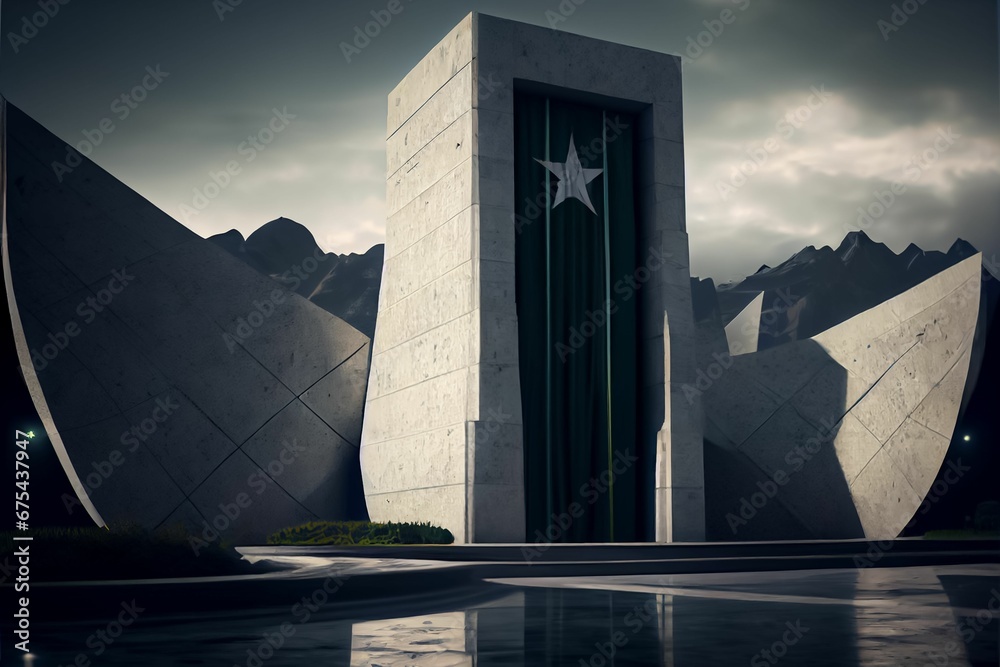 AI generated illustration of the Pakistani flag on an architectural ...
