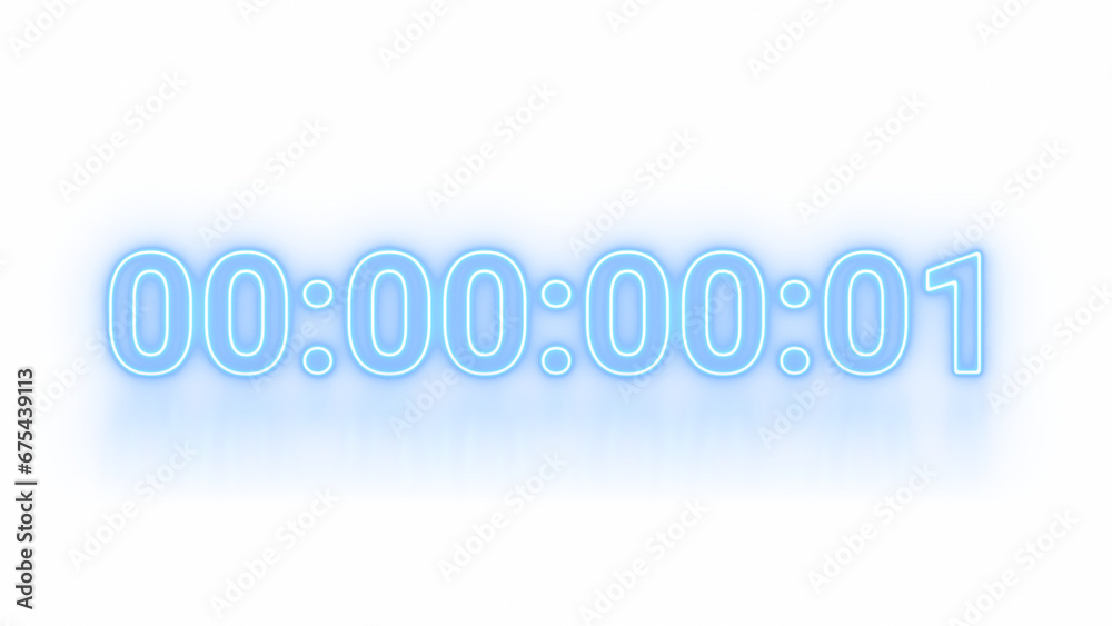 Cyber neon countdown timer, futuristic blue laser led light energy ...