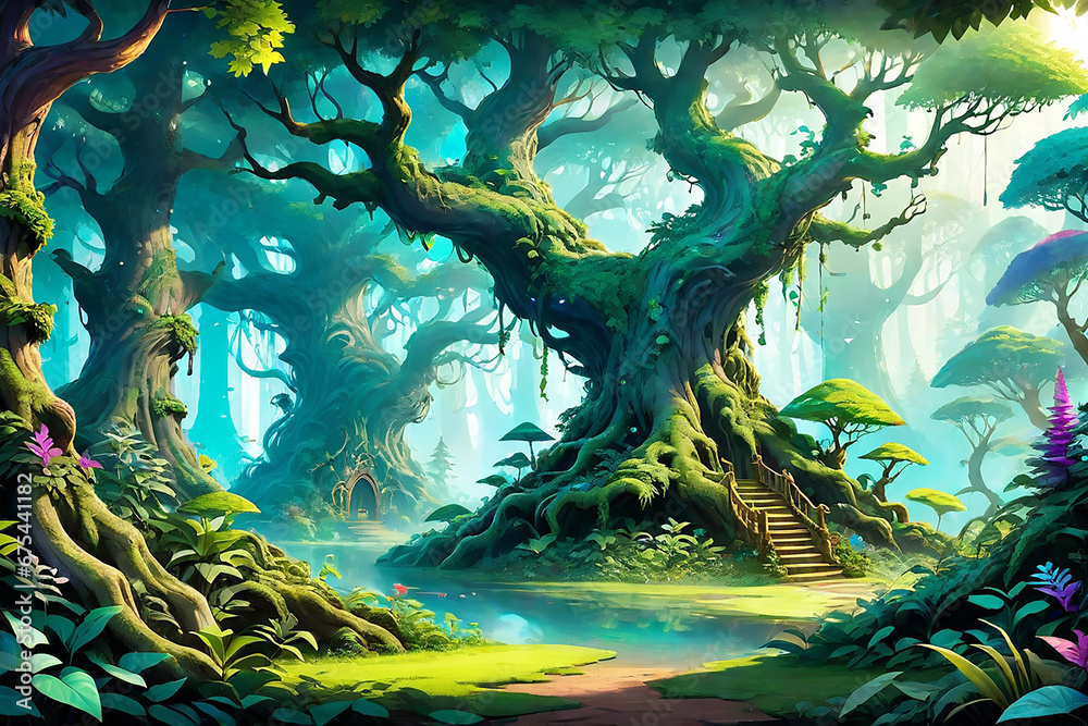 fairy background,2D cartoon background. Stock Illustration | Adobe Stock