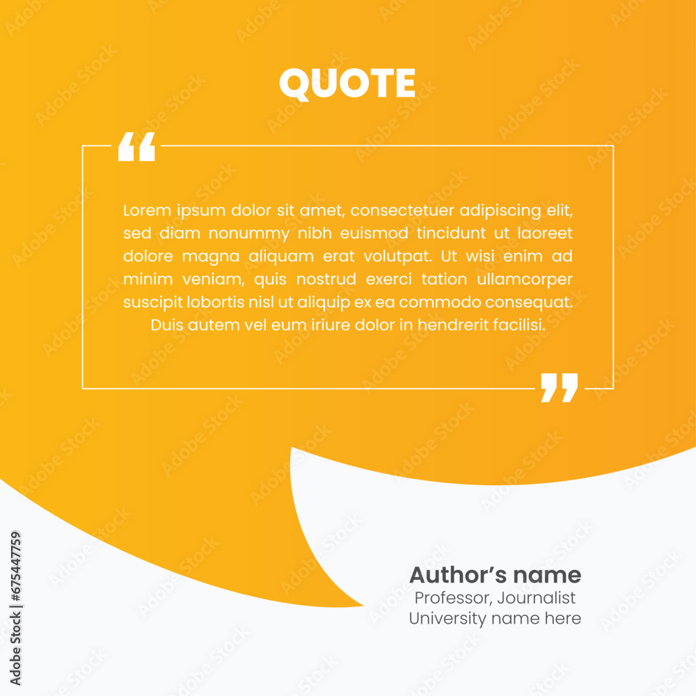 Square Motivation Quote Template. 3D bubble testimonial banner, quote ...