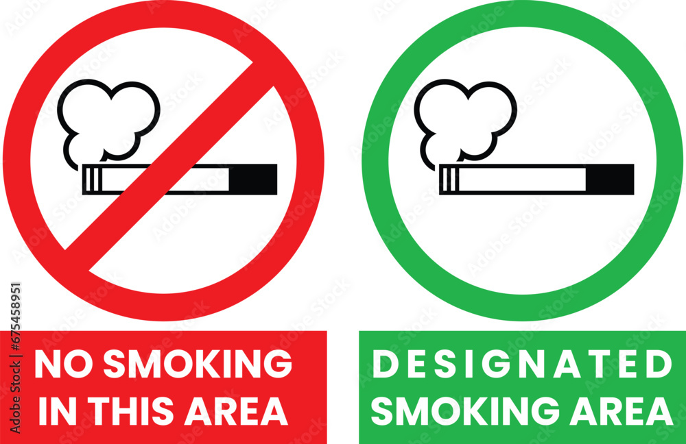 no smoking area and designated smoking area vector Stock Vector | Adobe ...