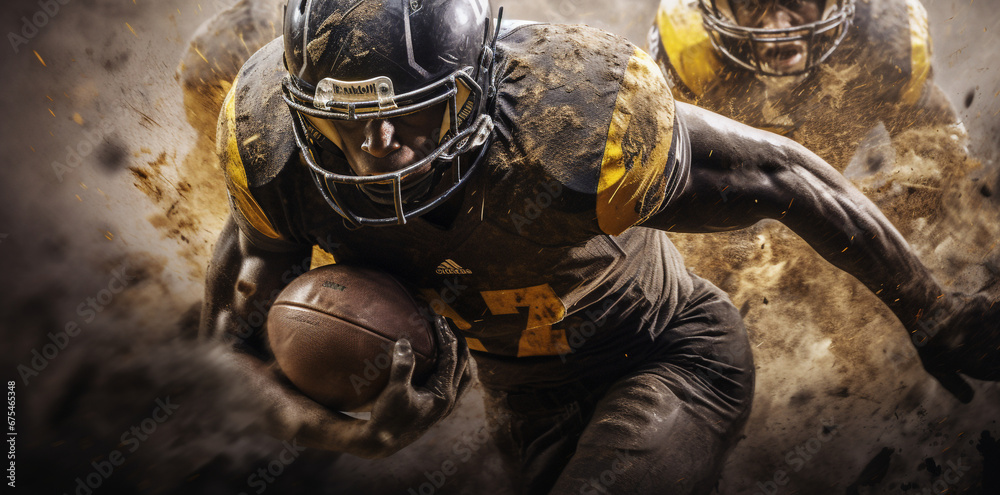 American Football Championship. Professional Players, Aggressive Face ...