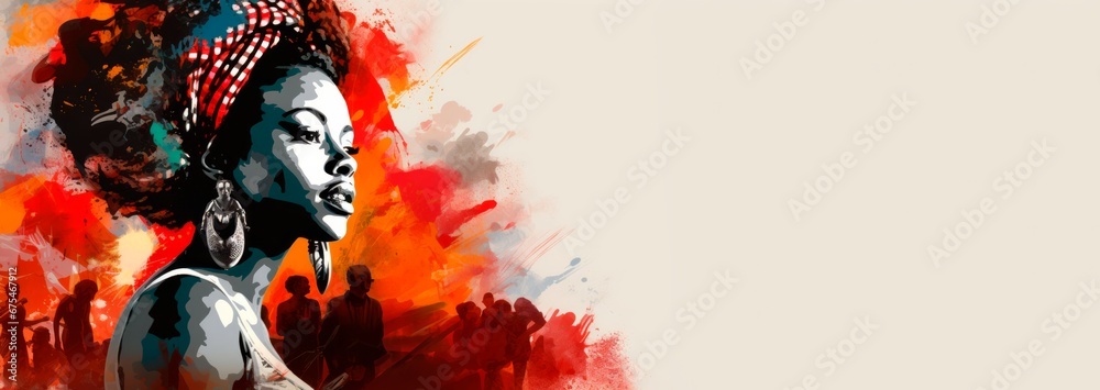 Black History Month colourful abstract illustration. Group of black ...
