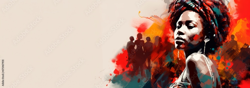 Black History Month colourful abstract illustration. Group of black ...
