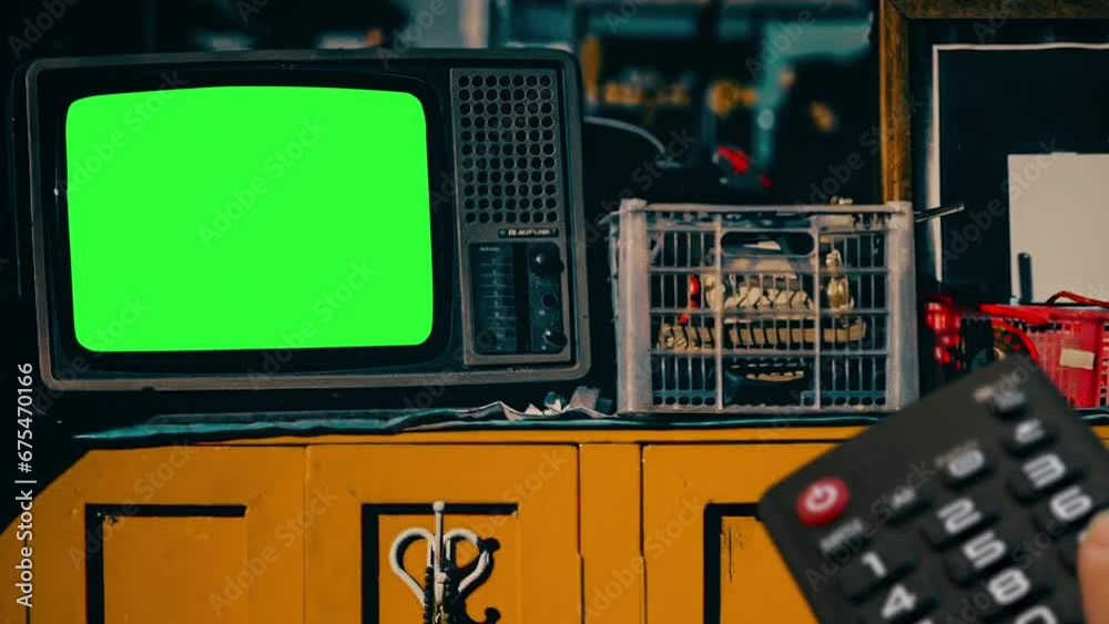 Channel Surfing TV Green Screen Remote Control Vintage Television Zoom ...