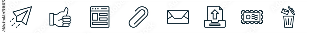 outline set of contact mail line icons. linear vector icons such as ...