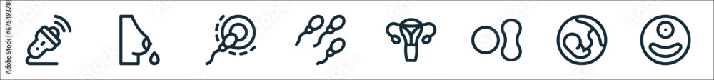 outline set of reproductive system line icons. linear vector icons such ...