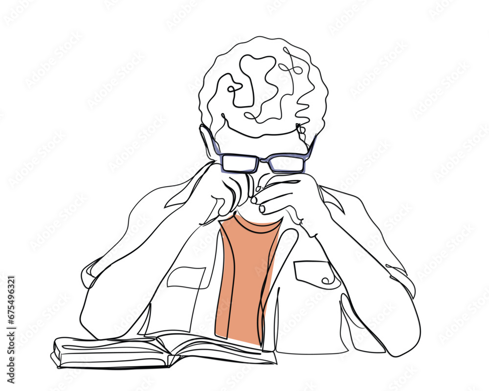 Line art vector Eyestrain Problem. Tired Schoolgirl Rubbing Sore Eye ...