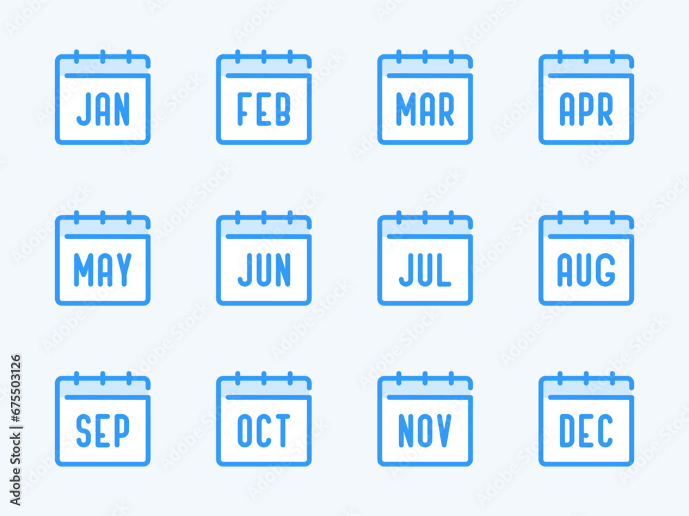 Сalendar months vector line icons. Date, Schedule and Timetable outline ...