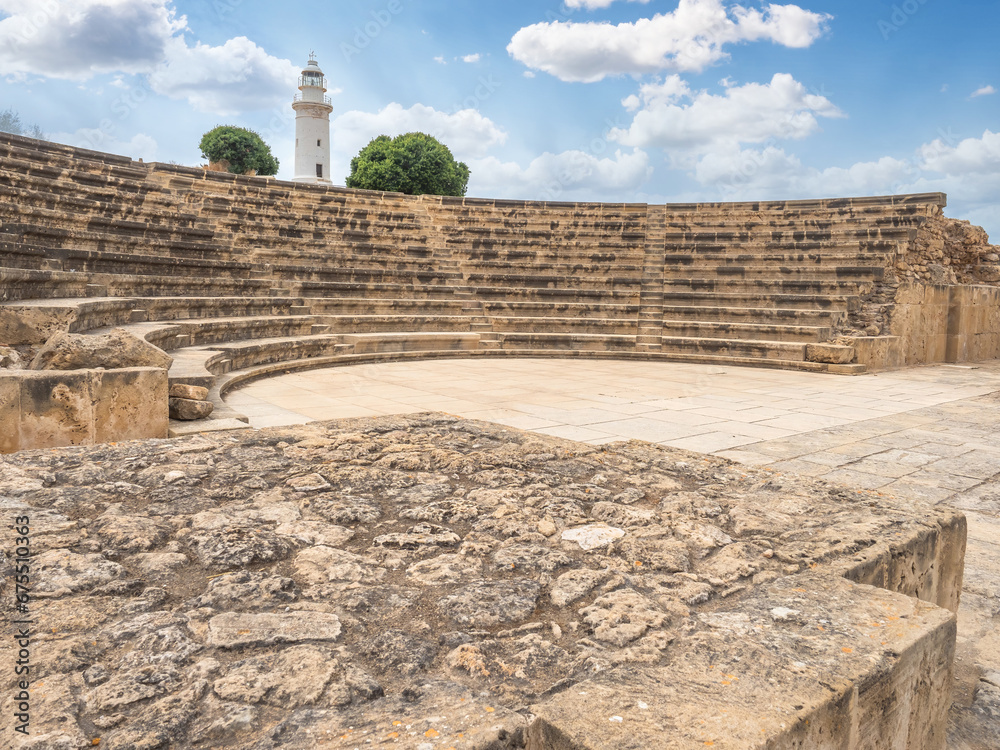 Museums Cyprus. Archaeological park Paphos. Medieval amphitheater ...