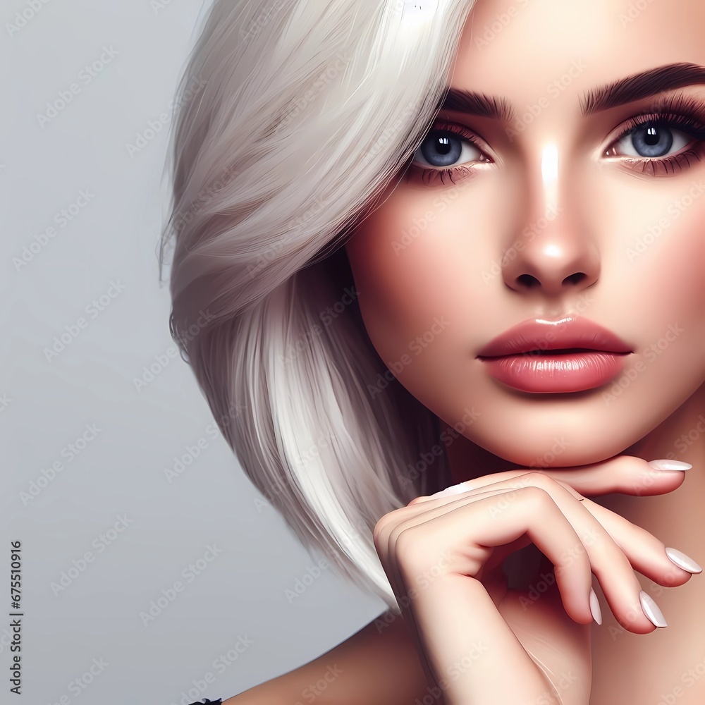 Beautiful young woman with long brown hair. Closeup portrait. Natural ...