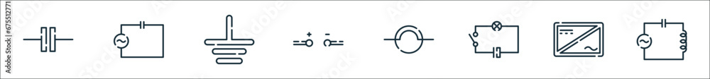 outline set of electrical circuit line icons. linear vector icons such ...
