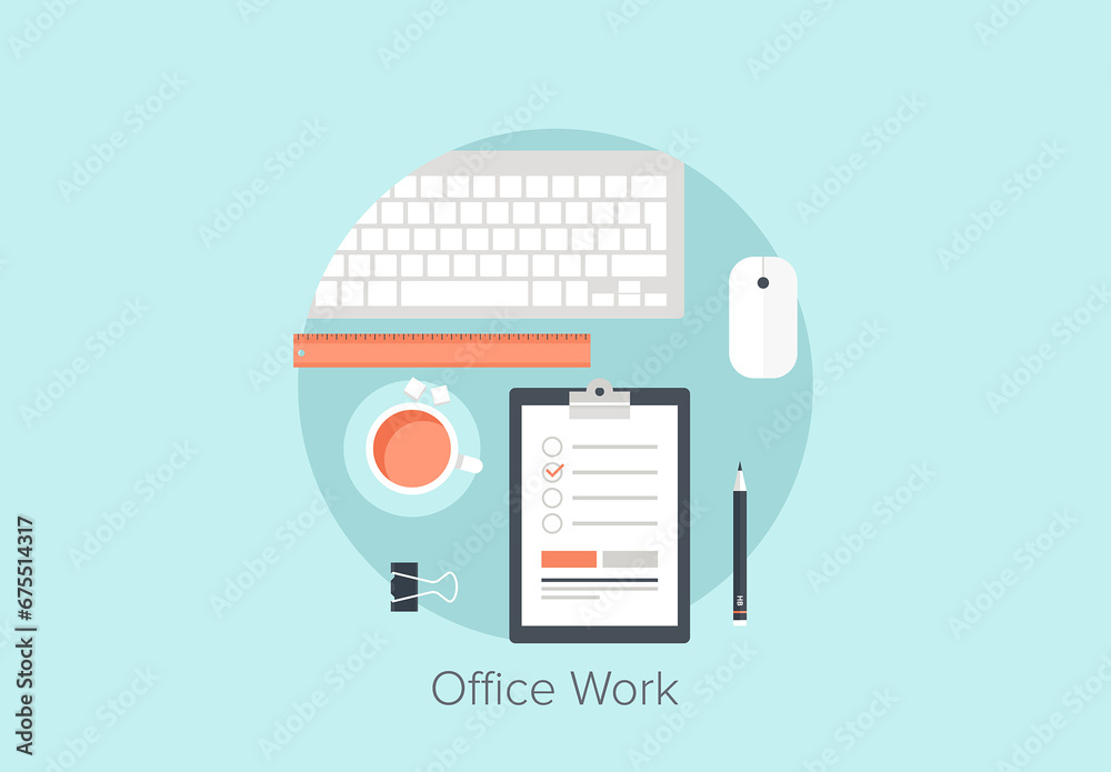 Vector illustration of office work flat design concept. Stock Template ...