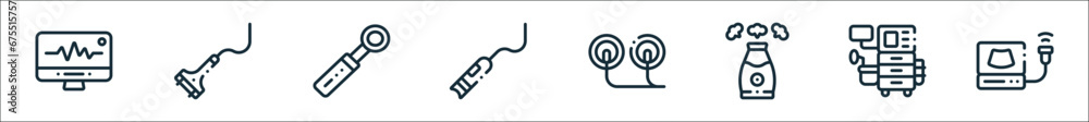 outline set of medical electronic devices line icons. linear vector ...