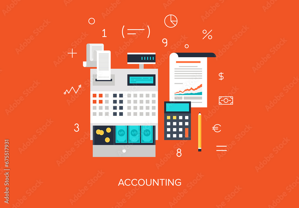 Vector illustration of flat and colorful accounting concept. Design ...