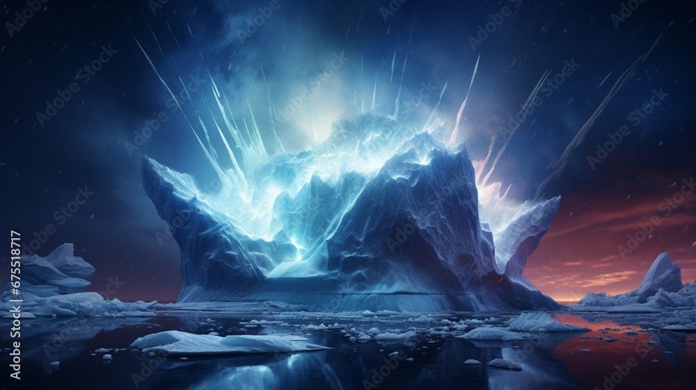 A fiery explosion of a supernova contrasted with the cold, blue hue of ...