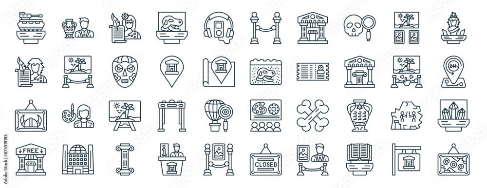 set of 40 outline web museum icons such as curator, historian, classic ... set of 40 outline web museum icons such as curator, historian, classic ...