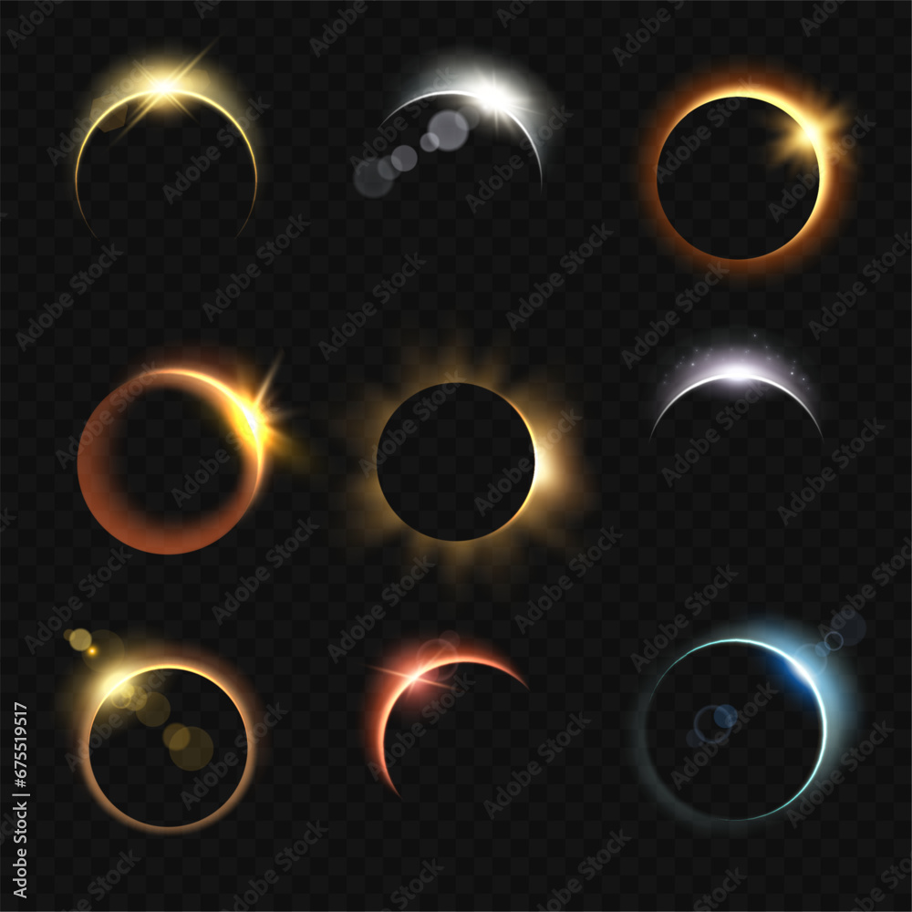 Solar eclipse. Realistic template of planets in dark universe decent ...