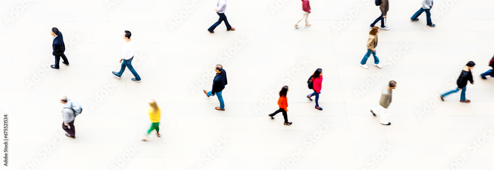 top view crowd of people walking on business street pedestrian. Crowd ...