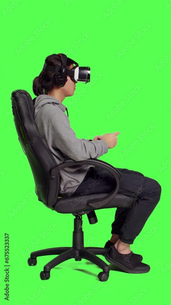 Profile of gamer using vr interactive headset and smartphone to play ...
