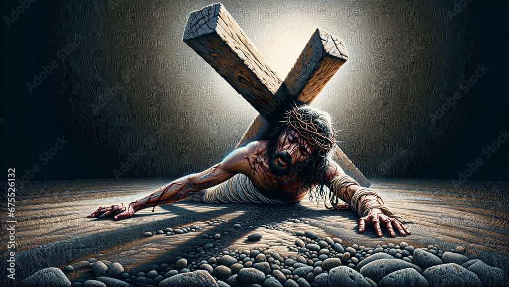Good Friday: Jesus Christ Falls under the Weight of the Cross during ...