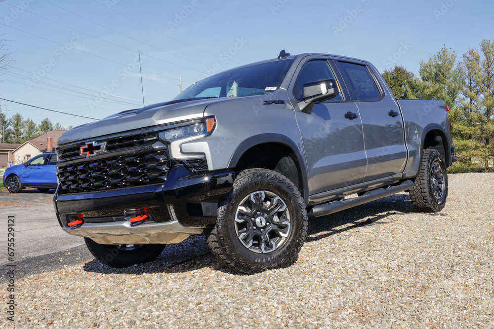 Chevrolet Silverado 1500 ZR2 display at a dealership. Chevy offers the ...