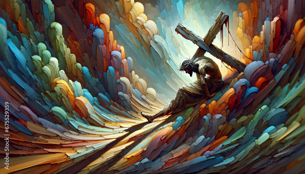 Agony Unveiled: Abstract Depths of Christ's Journey to Golgotha Stock ...