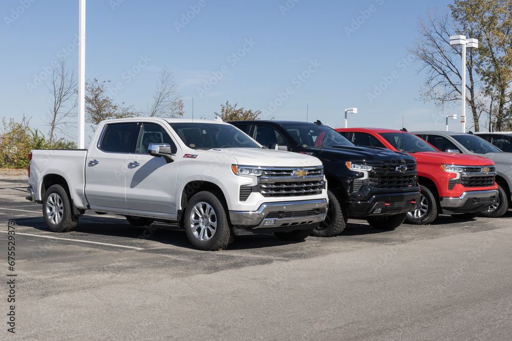 Chevrolet Silverado 1500 display at a dealership. Chevy offers the ...