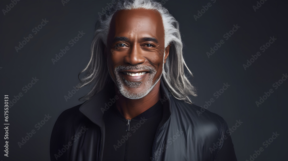 Beautiful black man with smooth healthy face skin. Gorgeous aging ...