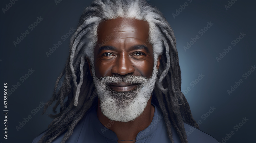 Beautiful black man with smooth healthy face skin. Gorgeous aging ...