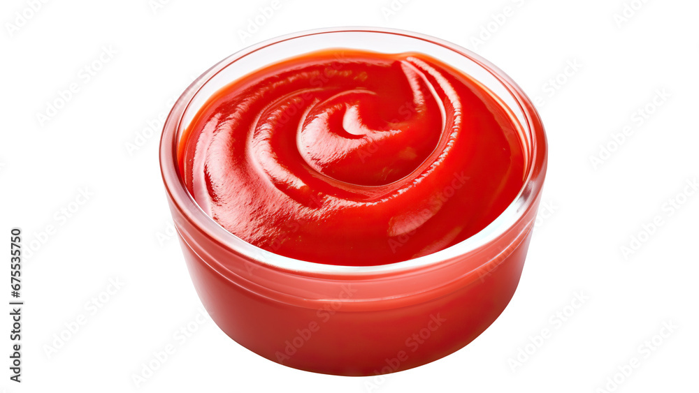 Delicious tomato ketchup in a white ramekin, cut out Stock Illustration ...